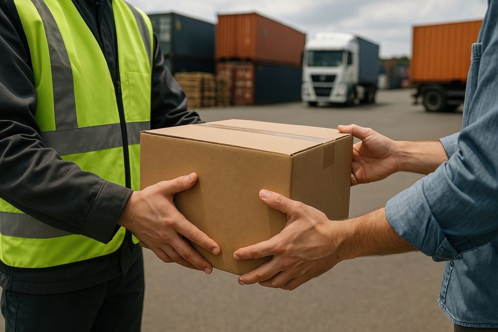 Package exchange at shipping facility | Free Photo - rawpixel
