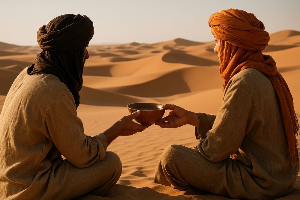Desert exchange between two nomads. | Free Photo - rawpixel