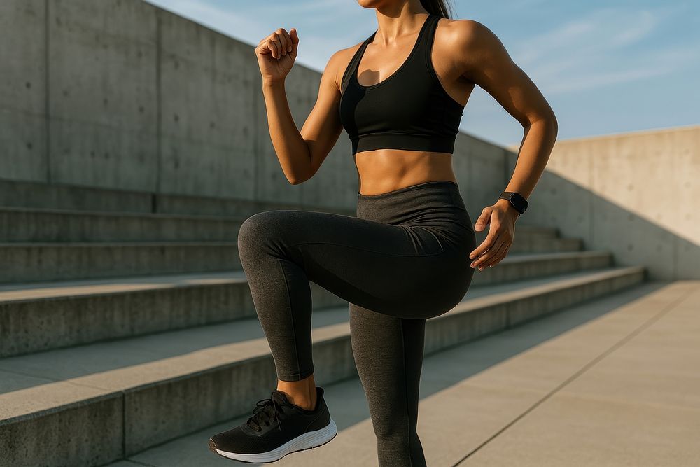 Outdoor fitness woman exercising steps. | Free Photo - rawpixel