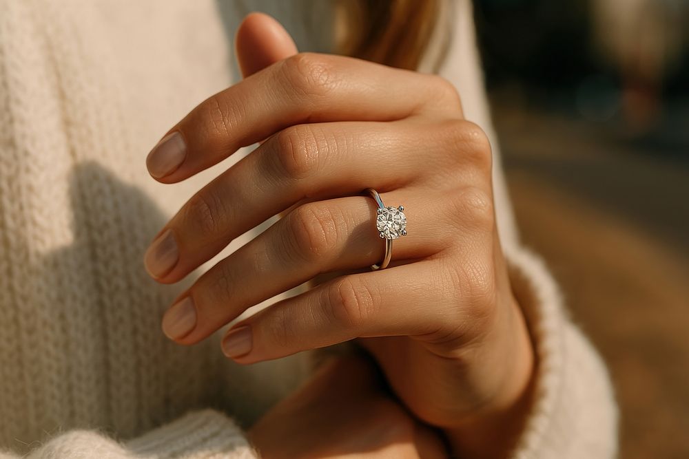 Elegant diamond engagement ring showcased. | Free Photo - rawpixel