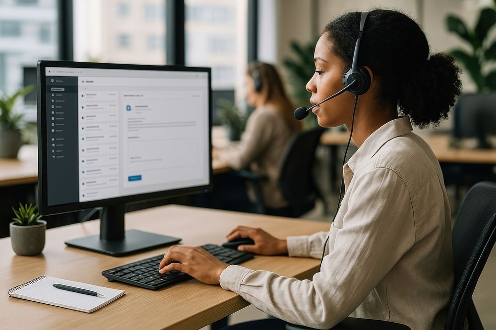 Professional customer service representative working. | Free Photo ...