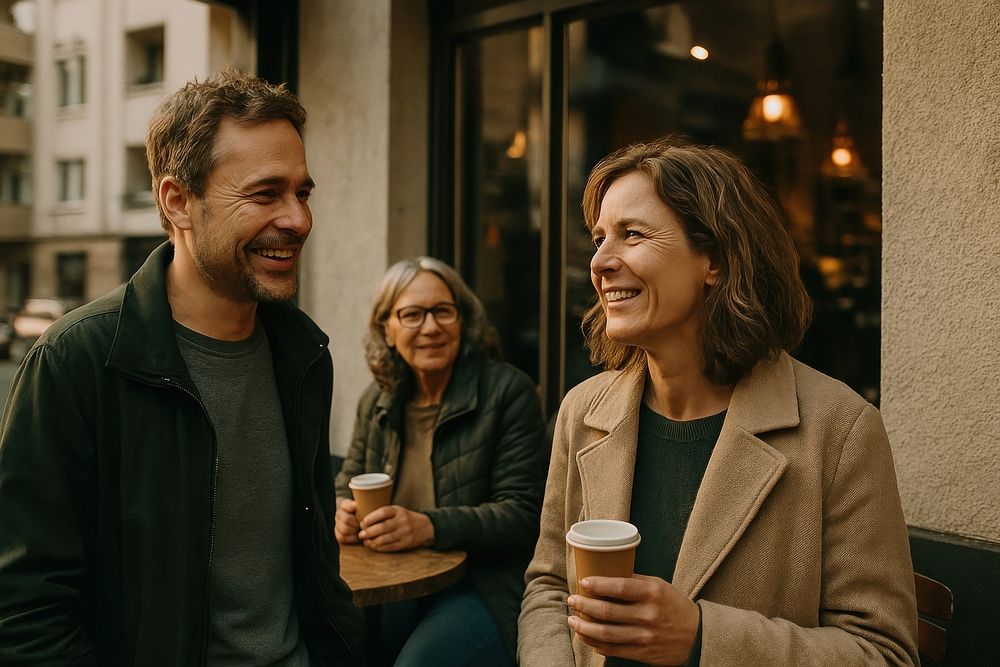 Friendly conversation over coffee outdoors | Free Photo - rawpixel