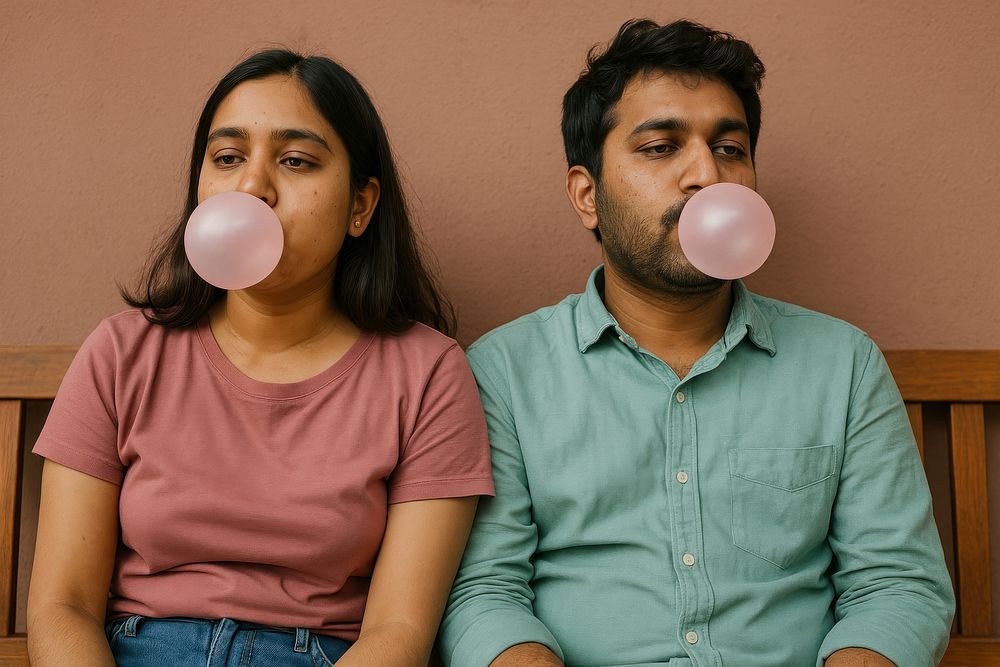 Playful bubblegum fun duo | Free Photo - rawpixel
