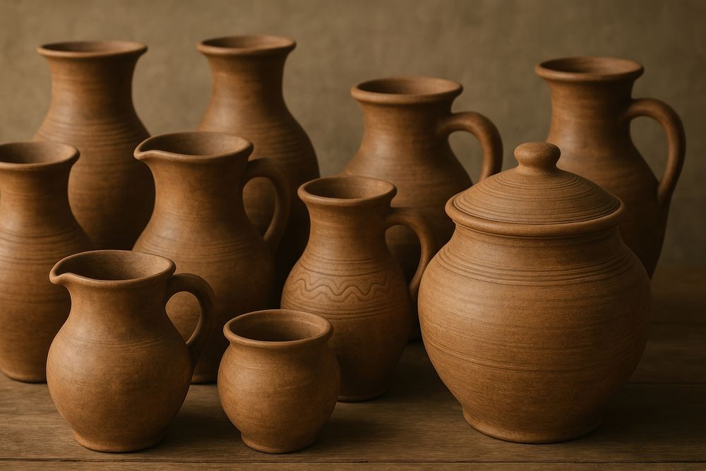 Rustic handcrafted clay pottery collection. | Free Photo - rawpixel