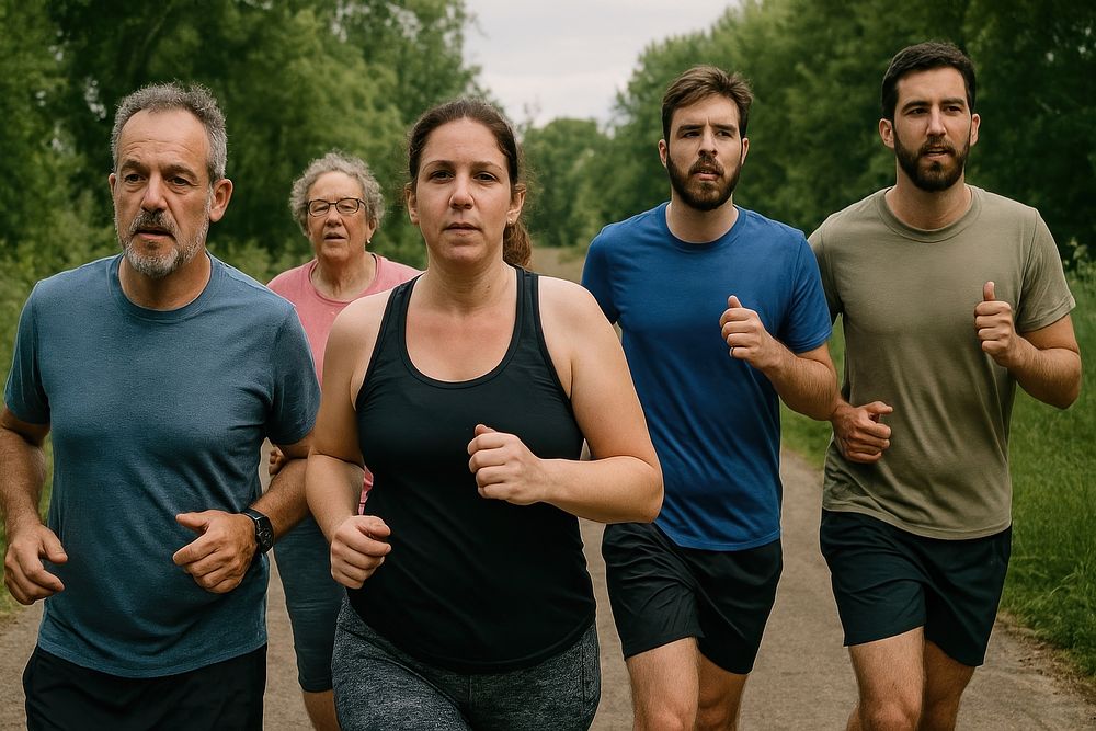 Group jogging in nature together. | Free Photo - rawpixel