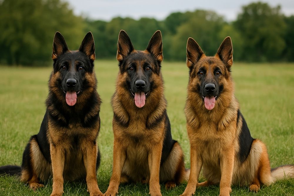 Three German Shepherds sitting outdoors | Premium Photo - rawpixel