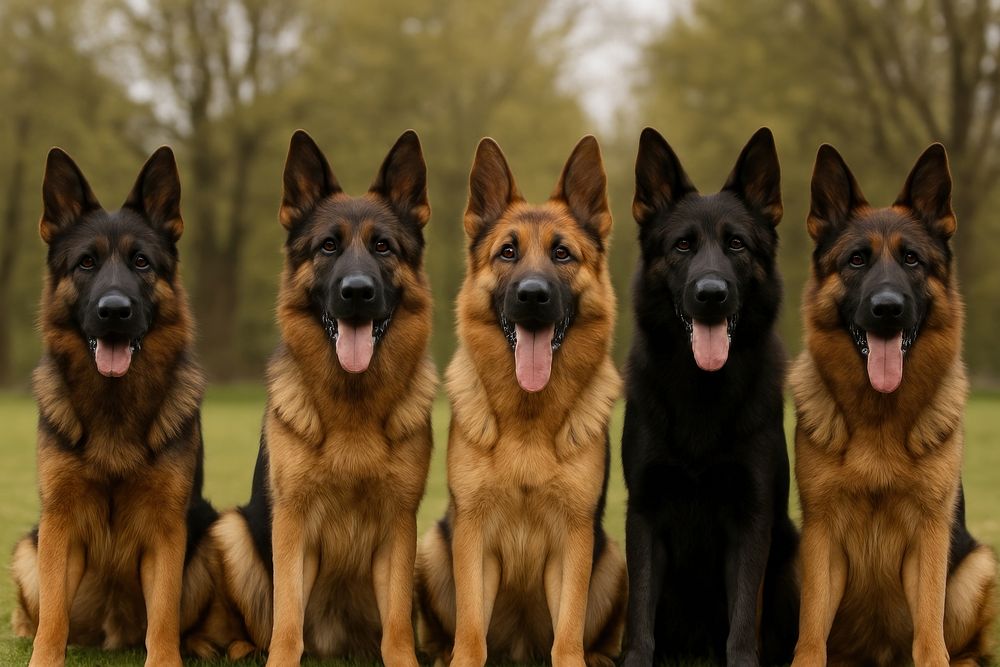 Five German Shepherds sitting together. | Free Photo - rawpixel