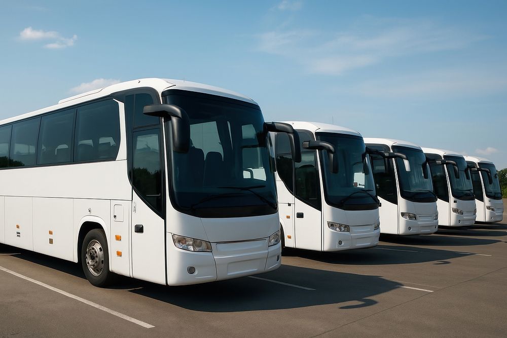 Fleet of modern white buses. | Free Photo - rawpixel