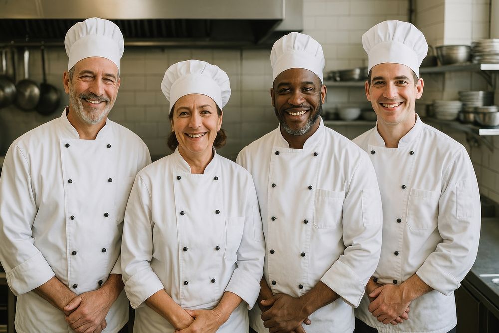 Chefs smiling in kitchen | Free Photo - rawpixel