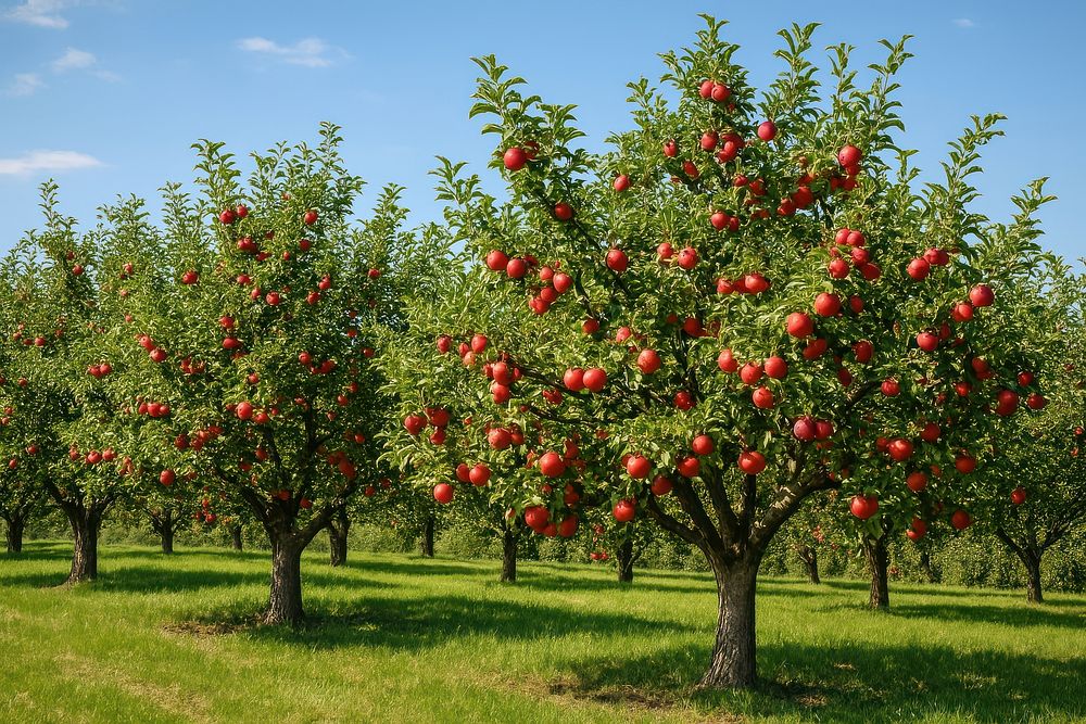 Lush apple orchard landscape view. | Free Photo - rawpixel