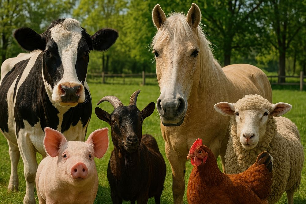Farm animals together outdoors | Free Photo - rawpixel