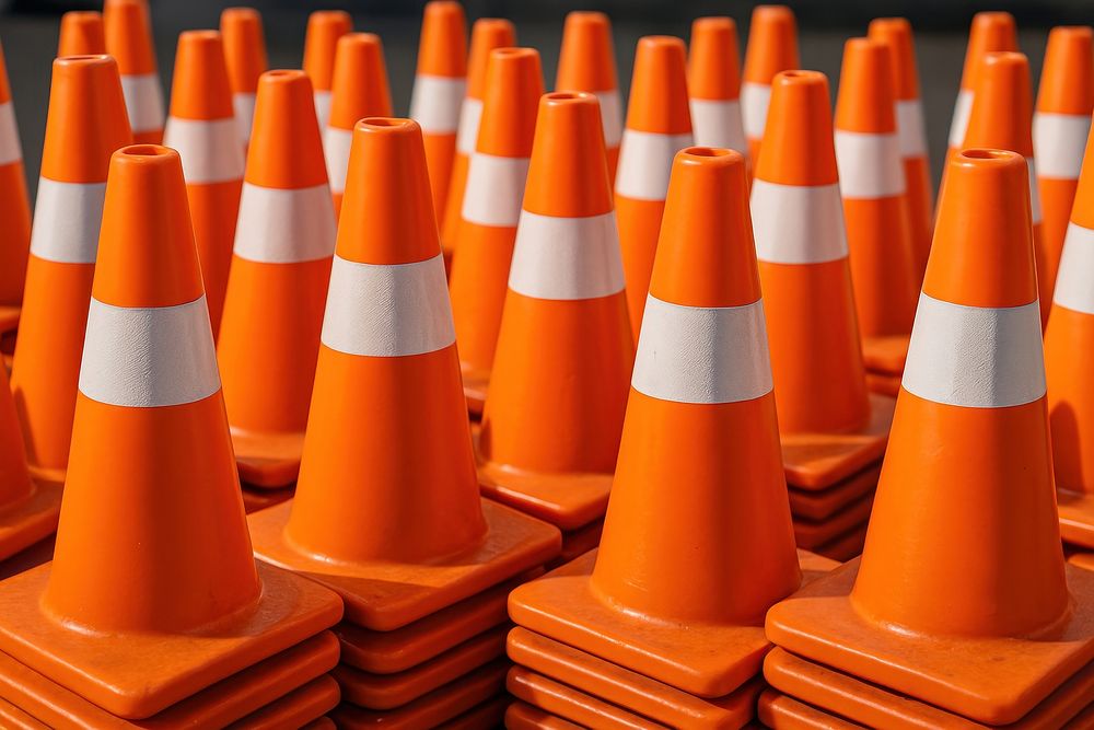 Stacked orange traffic cones | Free Photo - rawpixel