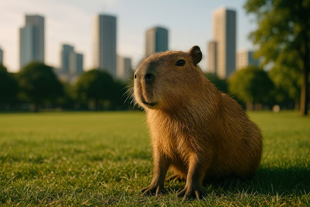 Capybara urban park scene | Free Photo - rawpixel