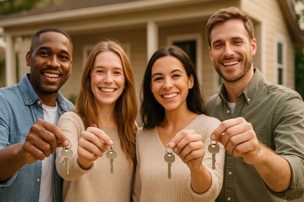 Happy homeowners holding keys. | Free Photo - rawpixel