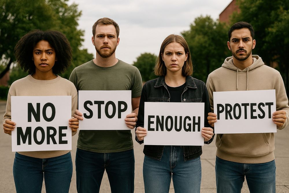 Diverse group holding protest signs. | Free Photo - rawpixel