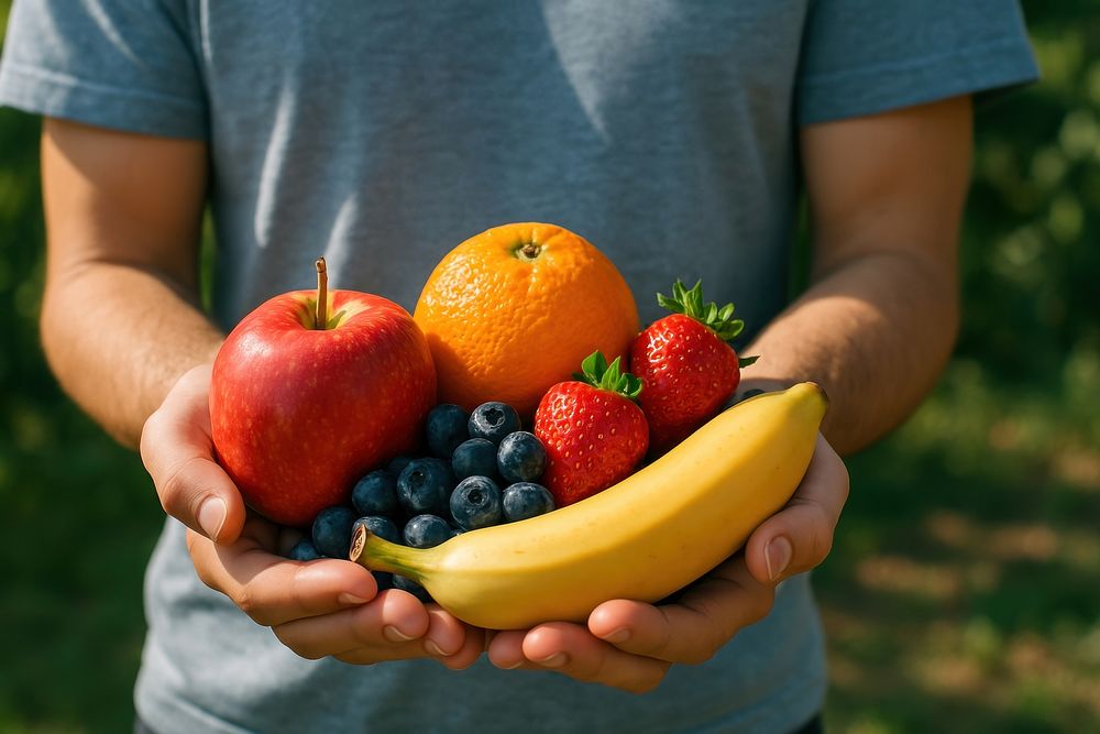Fresh fruits in hands outdoors. | Free Photo - rawpixel