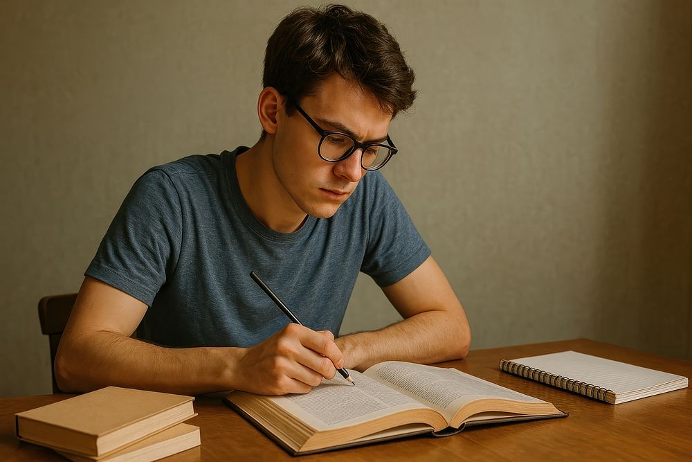 Focused student studying intently. | Free Photo - rawpixel