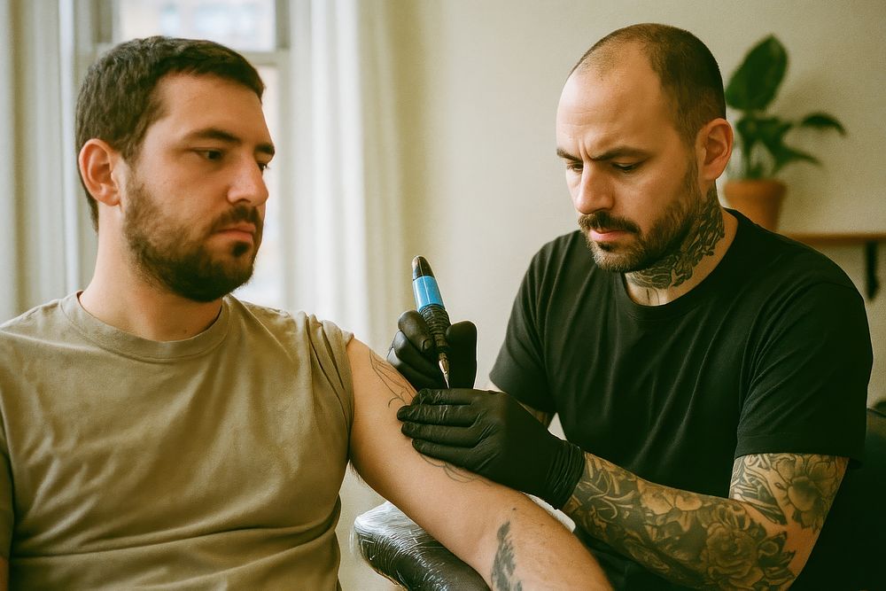 Tattoo artist inking client | Free Photo - rawpixel