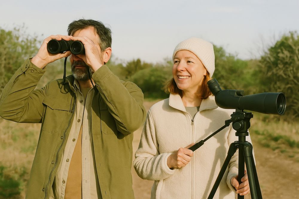 Couple birdwatching in nature. | Free Photo - rawpixel