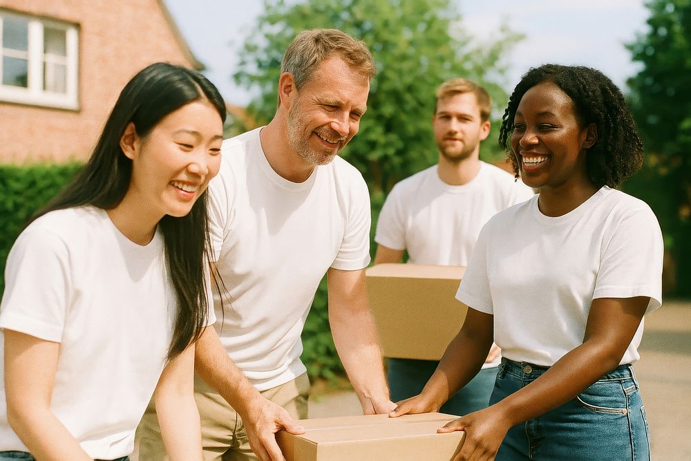 Diverse group moving boxes | Free Photo - rawpixel