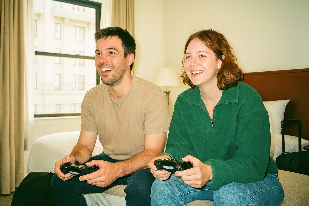 Couple enjoying video game session | Free Photo - rawpixel