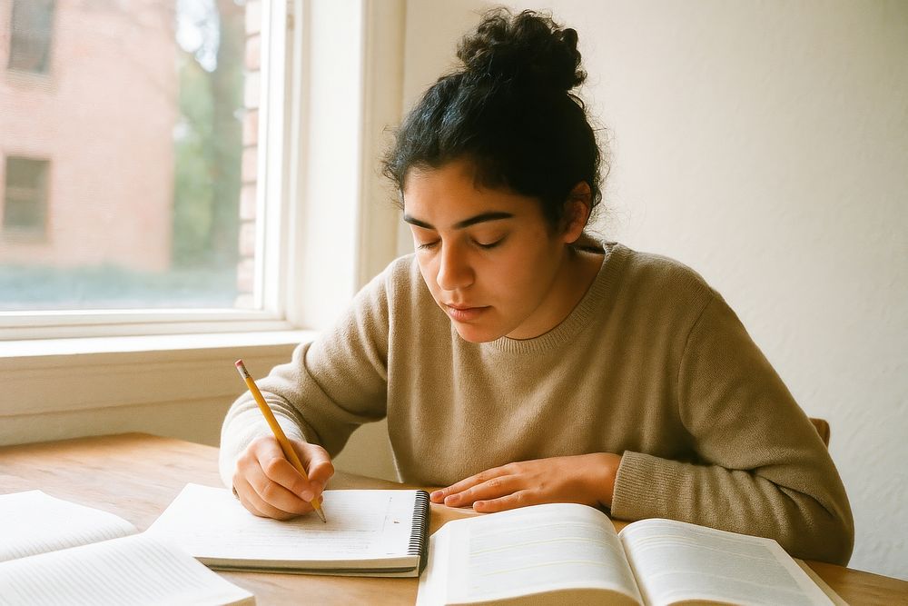 Focused student writing notes. | Free Photo - rawpixel