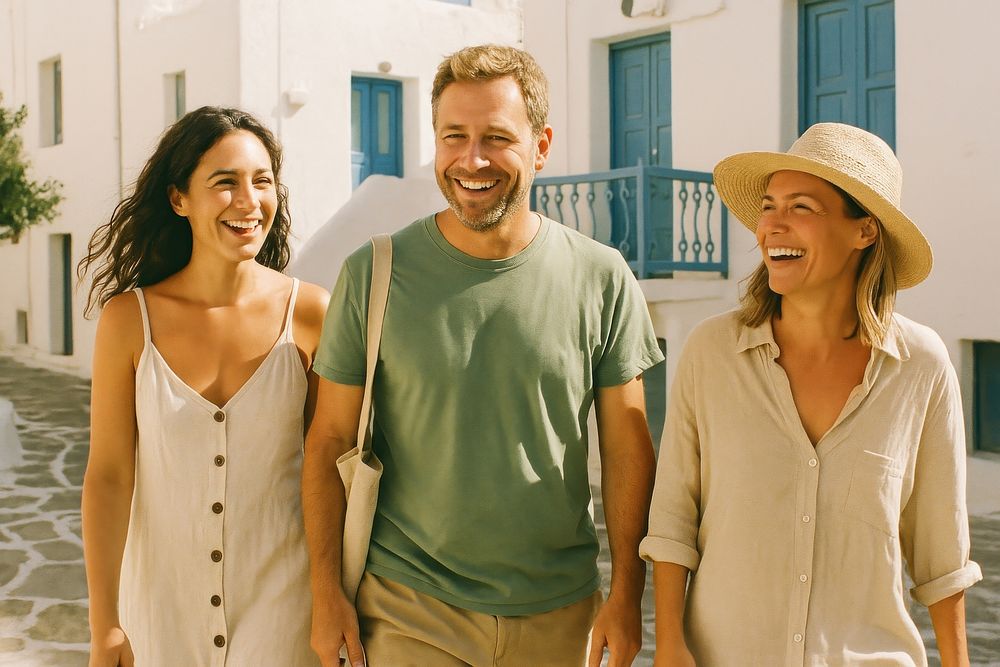 Joyful friends exploring Greece. | Free Photo - rawpixel
