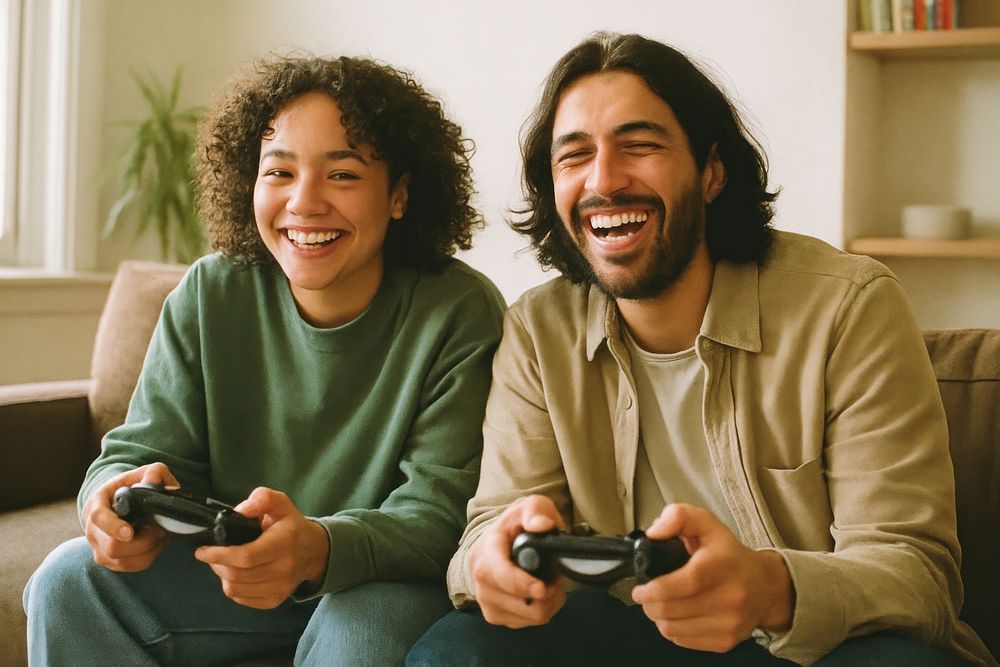 Joyful gaming friends laughing | Free Photo - rawpixel