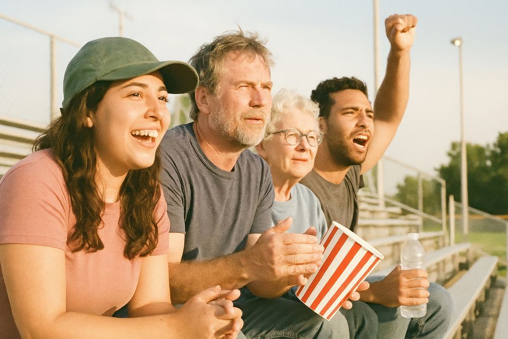 Cheering family at sports event | Free Photo - rawpixel