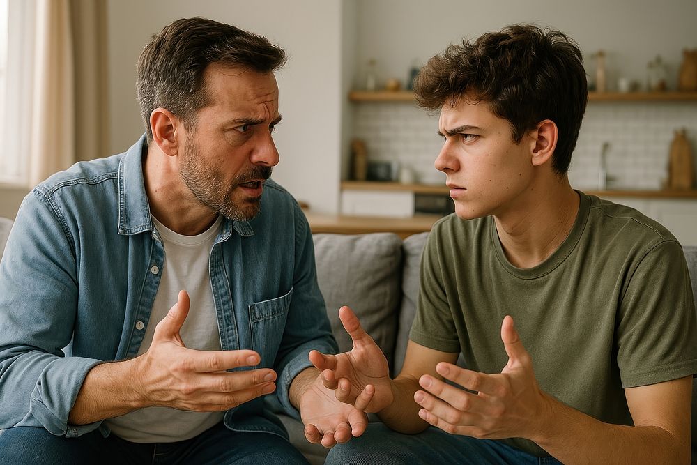 Father-son intense conversation scene. | Free Photo - rawpixel