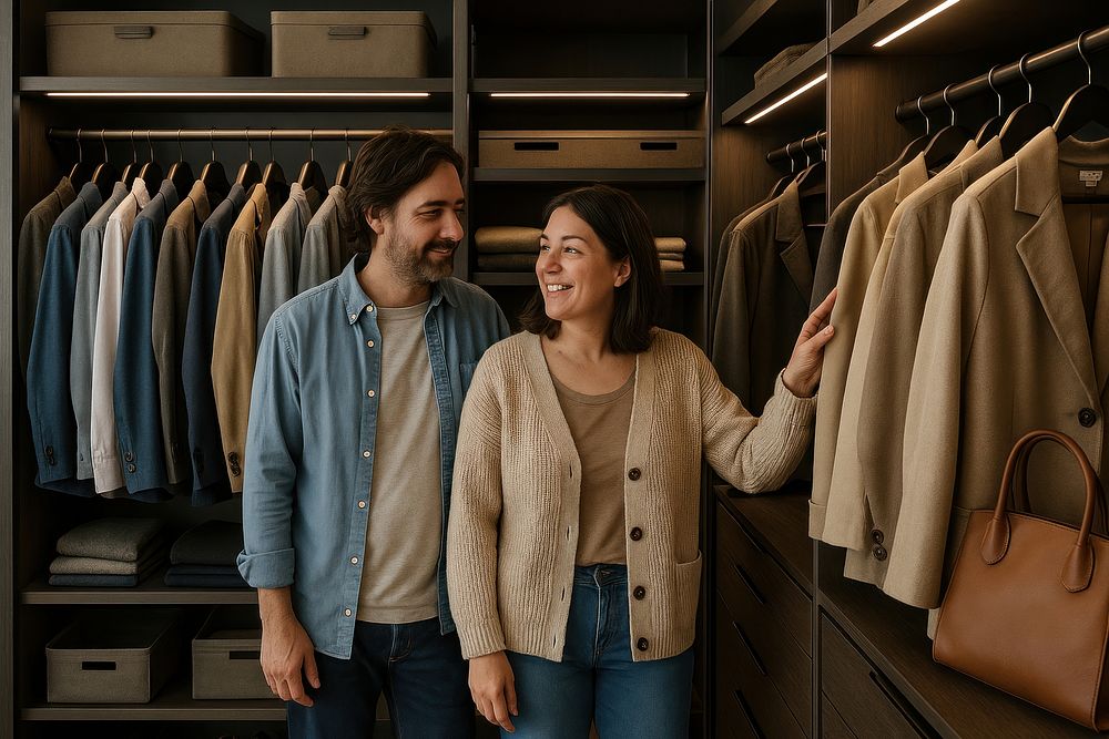 Couple organizing stylish wardrobe. | Free Photo - rawpixel