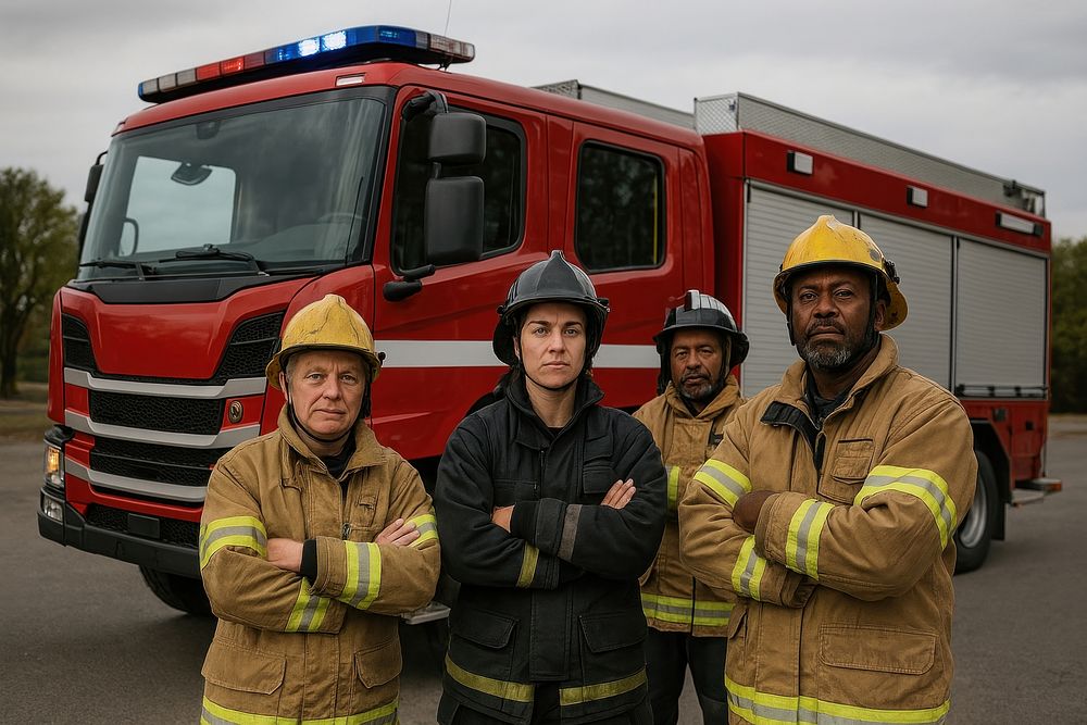 Brave firefighters standing strong. | Free Photo - rawpixel