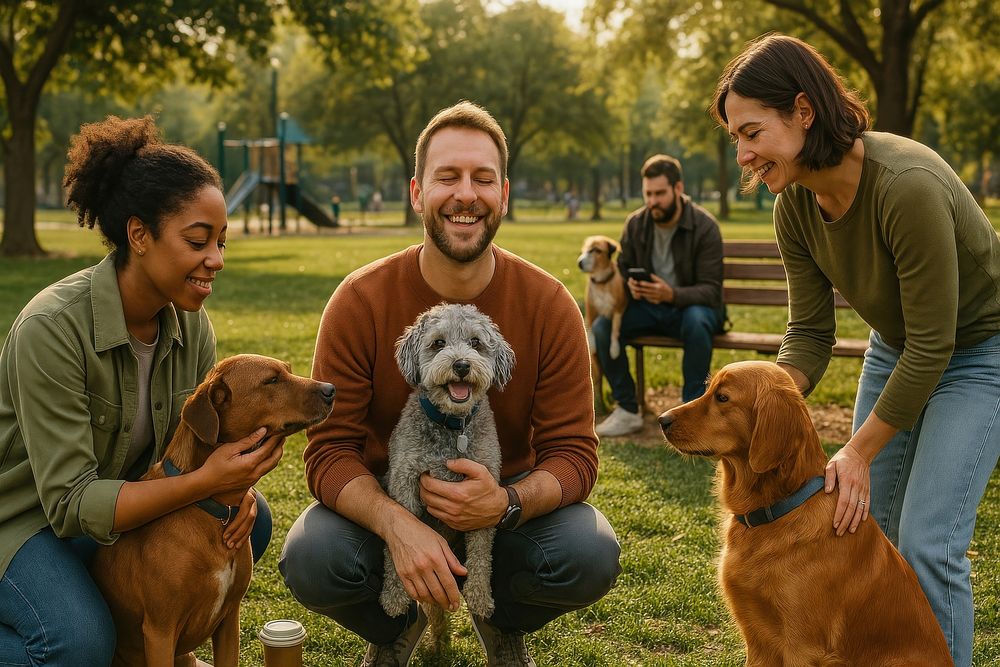 Joyful friends with dogs | Free Photo - rawpixel
