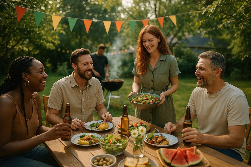 Joyful outdoor summer barbecue gathering | Free Photo - rawpixel