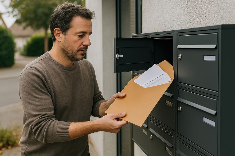 Man checking outdoor mailboxes. | Free Photo - rawpixel