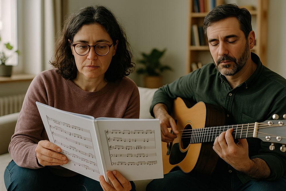 Couple practicing music together. | Free Photo - rawpixel