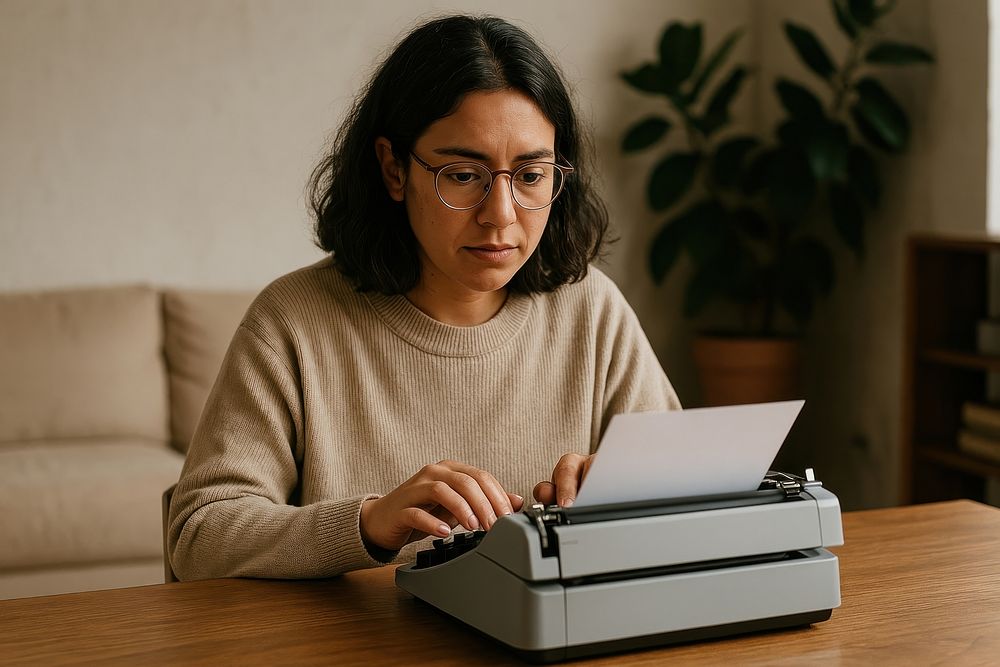 Focused writer using typewriter. | Free Photo - rawpixel
