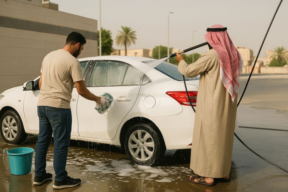 Car wash teamwork in action. | Free Photo - rawpixel