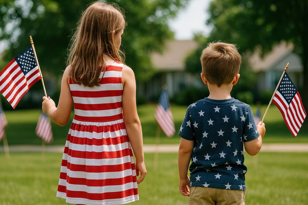 Patriotic children holding flags | Free Photo - rawpixel