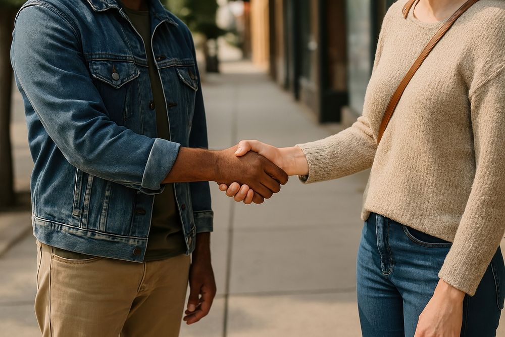 Handshake on urban sidewalk | Free Photo - rawpixel