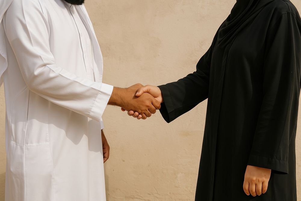 Cultural handshake in traditional attire. | Free Photo - rawpixel