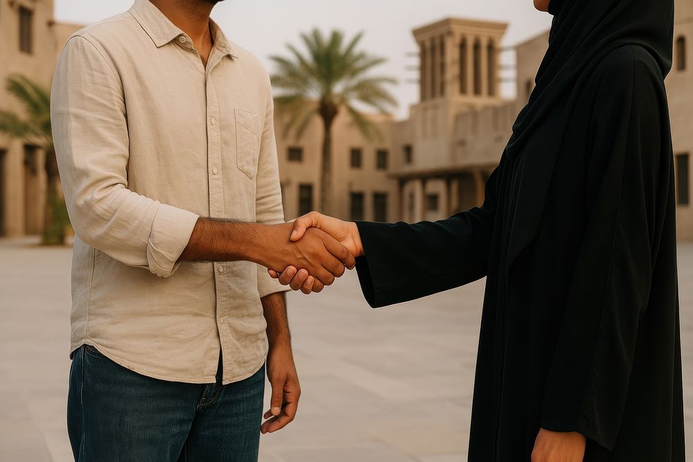 Cultural handshake in traditional setting. | Free Photo - rawpixel