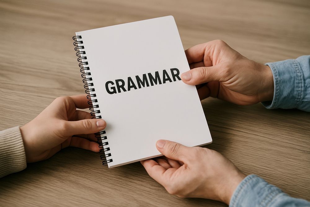 Hands holding grammar notebook. | Free Photo - rawpixel