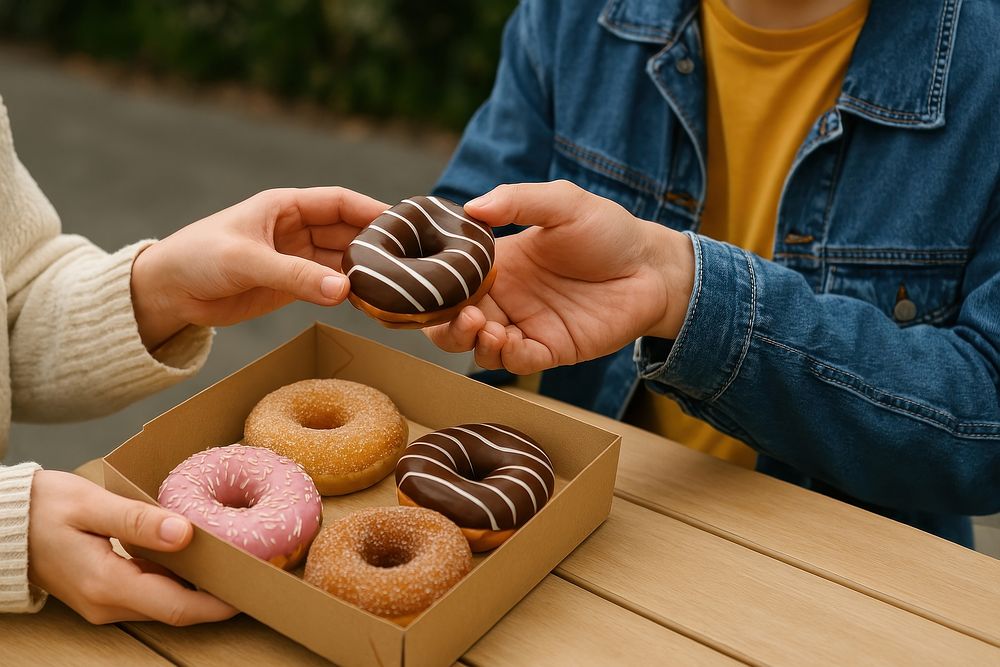 Sharing delicious assorted donuts | Free Photo - rawpixel