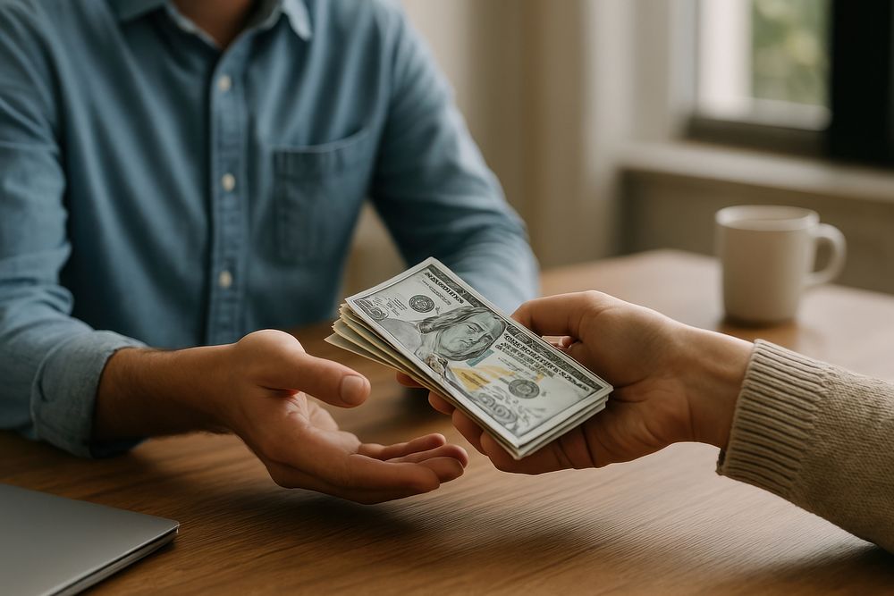 Cash transaction between two people. | Free Photo - rawpixel