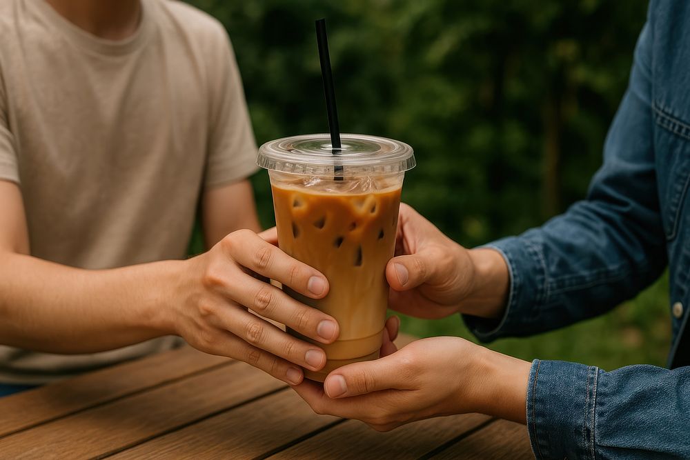 Sharing iced coffee outdoors. | Free Photo - rawpixel