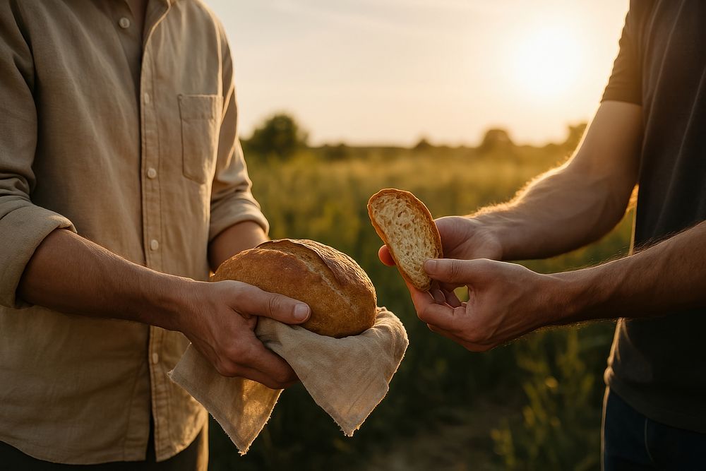 Sharing bread at sunset | Free Photo - rawpixel