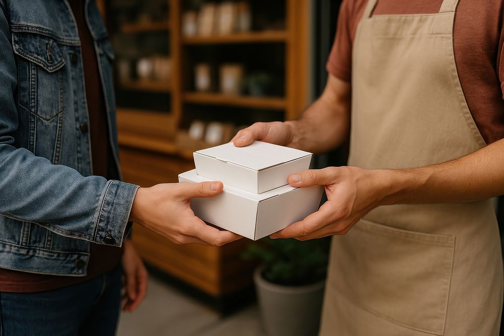 Hands exchanging food delivery boxes | Free Photo - rawpixel