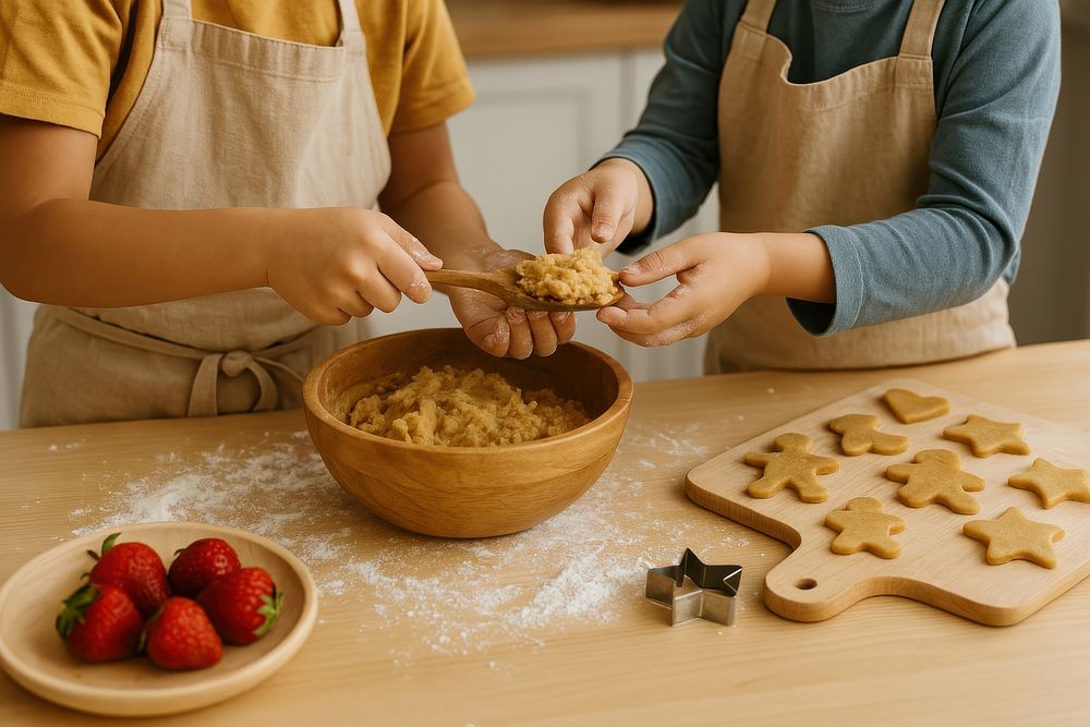 Children baking cookies together joyfully. | Free Photo - rawpixel