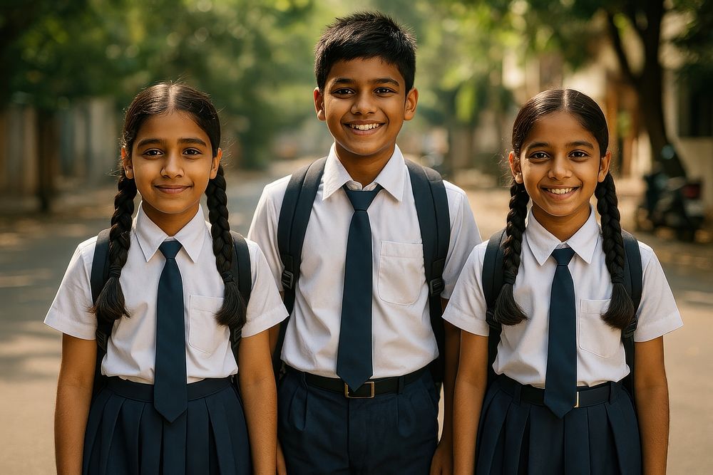 Smiling students in uniform outdoors | Free Photo - rawpixel